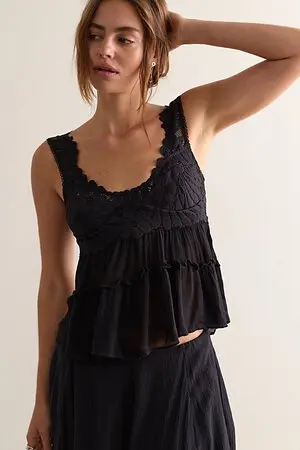 Free People Petal Party Cami - Black