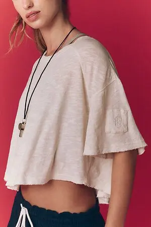 Free People Solani Cotton-Linen Tee Ivory