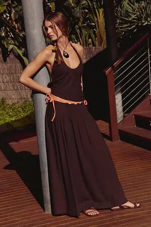 Free People Halter Neck Linen Blend Skirt Set - Fudge