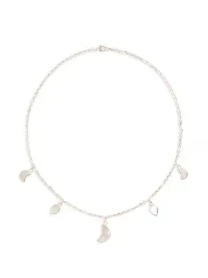 FREYA ROSE Moon-charm Pearl Necklace - Silver