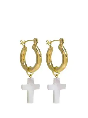 FREYA ROSE Detachable Cross Hoop Earrings - Gold