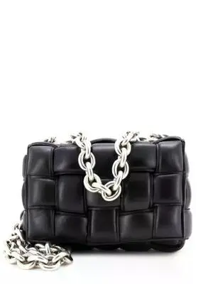 Bottega Veneta Cassette Chain Padded Maxi Intrecciato Leather Crossbody Bag - Black