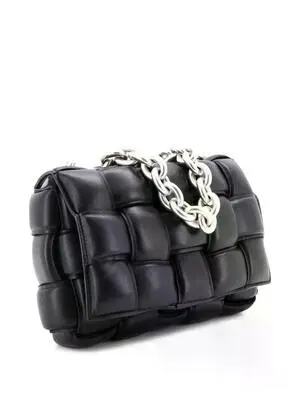 Bottega Veneta Cassette Chain Padded Maxi Intrecciato Leather Crossbody Bag - Black