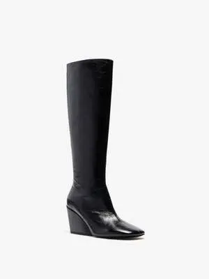 Proenza Schouler Slant Embossed Python Boots - Black