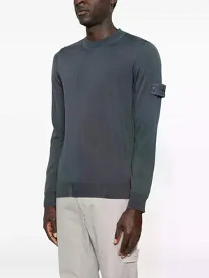 Stone Island Ghost Logo-patch Crewneck Sweater - Blue