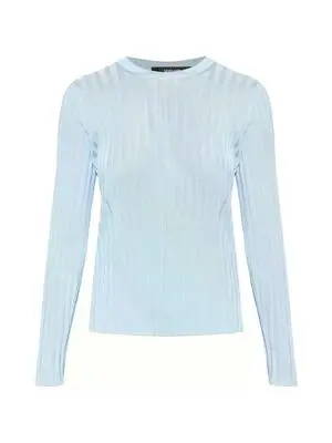 Versace Ribbed Knit Crewneck Top With Medusa Stud