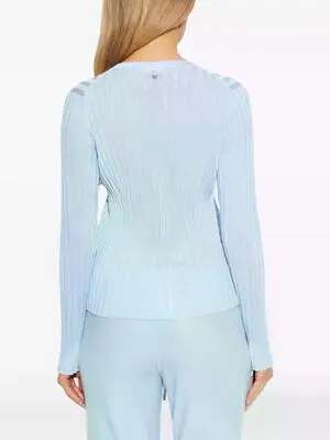 Versace Ribbed Knit Crewneck Top With Medusa Stud