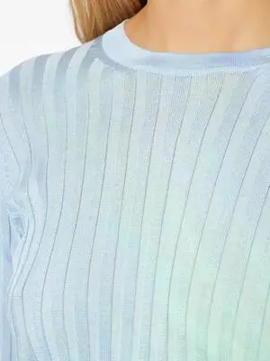 Versace Ribbed Knit Crewneck Top With Medusa Stud