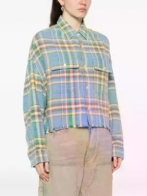 R13 Plaid Frayed Shirt - Blue