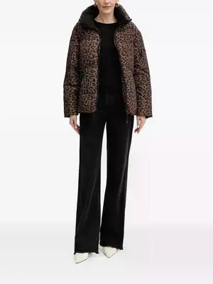 Guess Padded Animal Print Zip-up Jacket - Brown