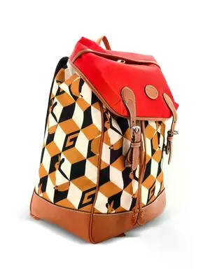Gucci Interlocking G Patch Flap Buckle Printed Nylon Backpack - Multicolour