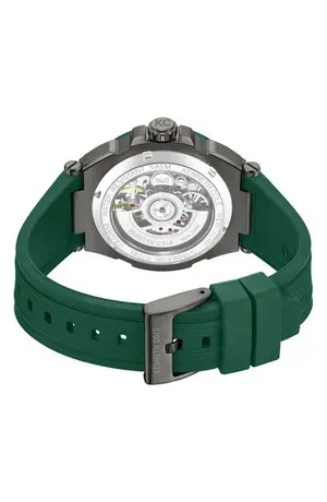 KENNETH COLE Skeleton Automatic Silicon Strap Watch