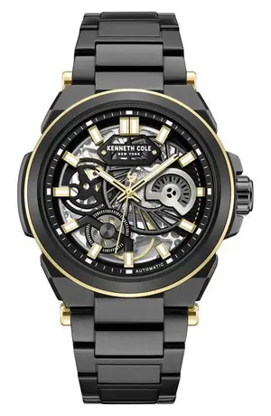 KENNETH COLE Skeleton Automatic Bracelet Watch - Black