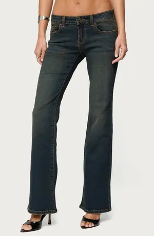 EDIKTED Tez Low-rise Bootcut Jeans - Blue