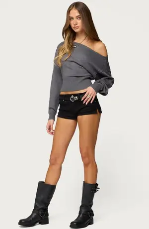 EDIKTED Doro Studded One-shoulder Sweater