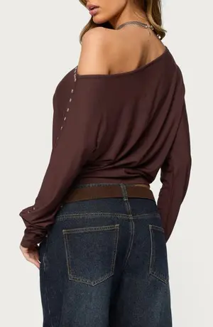 EDIKTED Paola Studded One-shoulder Top