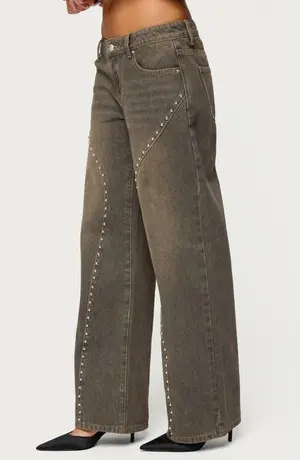 EDIKTED Charliza Studded Low-rise Baggy Jeans