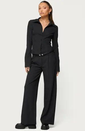 EDIKTED Pinstripe Low-rise Straight-leg Pants