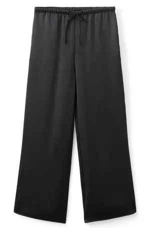 Mango Satin Drawstring Pants - Black