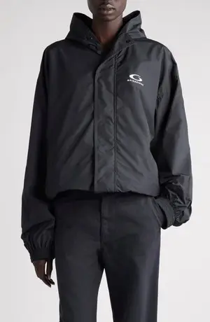 Balenciaga Logo Hooded Windbreaker Jacket