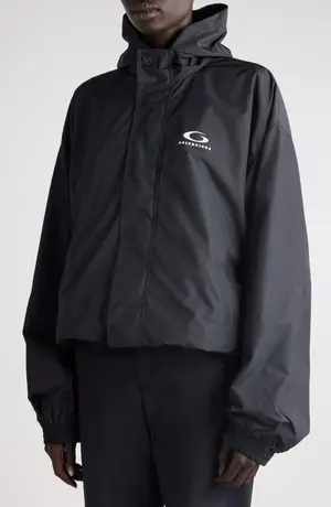 Balenciaga Logo Hooded Windbreaker Jacket