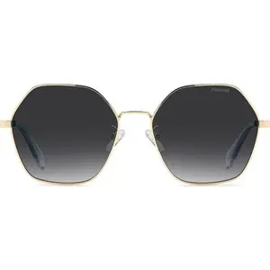 POLAROID 56mm Polarized Gradient Square Sunglasses - Gold/grey