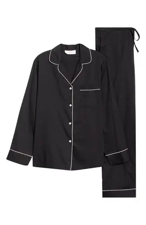PAPINELLE Zoe Contrast Piping Cotton Sateen Pajamas