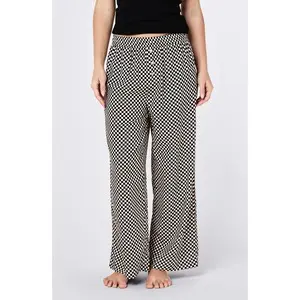 PAPINELLE Anais Wide Leg Cotton Blend Pajama Pants - Black Ecru
