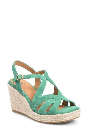 SOFFT Norma Slingback Espadrille Platform Wedges - Emerald