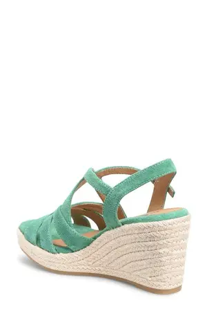 SOFFT Norma Slingback Espadrille Platform Wedges - Emerald