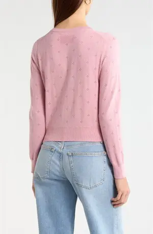 Astr The Label Denise Button-front Pointelle Cardigan - Pink