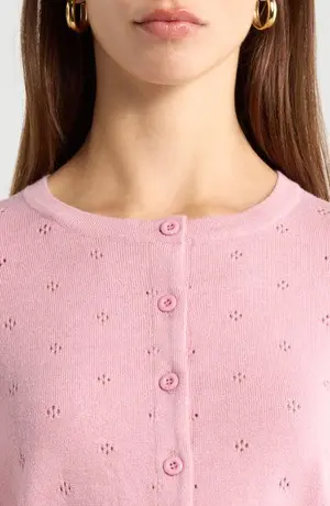Astr The Label Denise Button-front Pointelle Cardigan - Pink