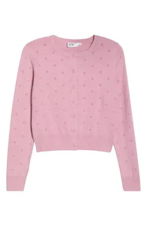 Astr The Label Denise Button-front Pointelle Cardigan - Pink