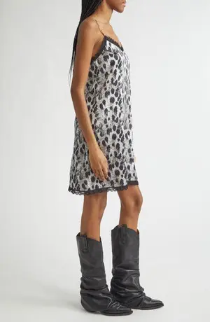 R13 Lace-trimmed Leopard-print Silk Slip Dress