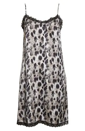 R13 Lace-trimmed Leopard-print Silk Slip Dress