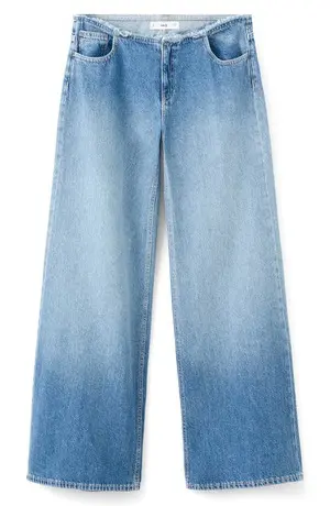 Mango Frayed Waist Wide-leg Jeans