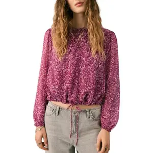 Mango Paisley Print Tie-hem Top