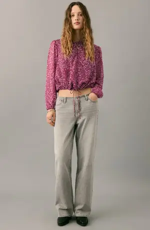 Mango Paisley Print Tie-hem Top