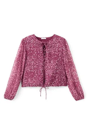Mango Paisley Print Tie-hem Top