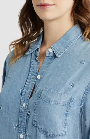 Rails Ingrid Floral Embroidered Chambray Button-up Shirt