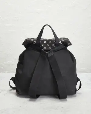 Prada Grommet Embellished Tessuto Backpack - Black