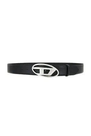 DIESEL D Oval Leather Belt - Black