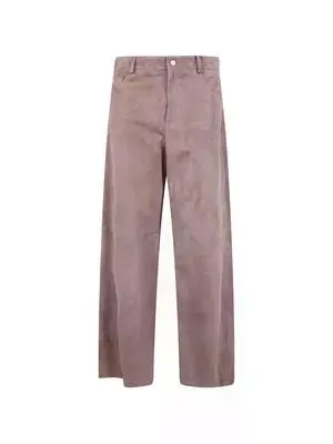 Max Mara Pocketed Straight Leather Trousers - Brown