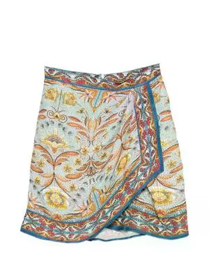 Farm Rio Mosaic Garden Mini Wrap Skirt