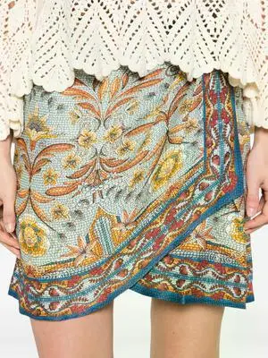 Farm Rio Mosaic Garden Mini Wrap Skirt