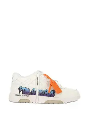 Off-White Leather Low-top Sneakers With Graffiti Design - White