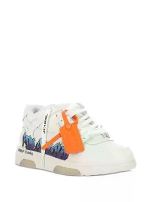 Off-White Leather Low-top Sneakers With Graffiti Design - White