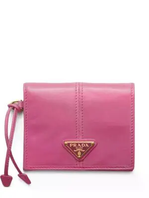 Prada Small Logo-plaque Leather Wallet - Pink