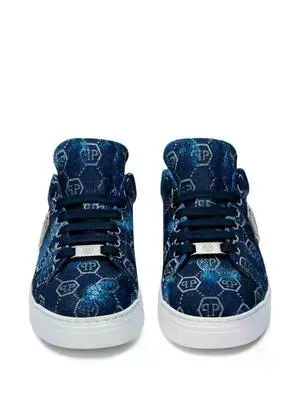 Philipp Plein Jacquard Monogram Denim Low-top Sneakers - Blue