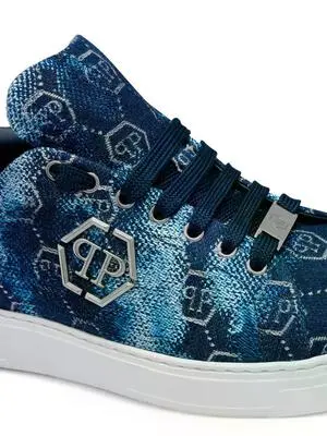 Philipp Plein Jacquard Monogram Denim Low-top Sneakers - Blue